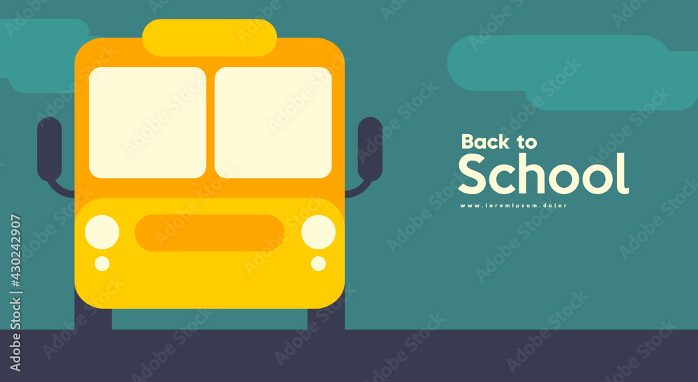 School backgrounds. School bus. Vector flat illustration. Back to ...