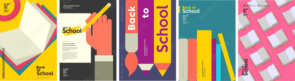 School backgrounds. Book, stationery, books, hand and pencil. Stock ...