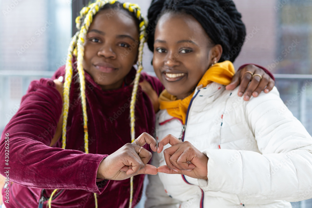 Smiling Happy Black Girl Friends African American Homosexual Women