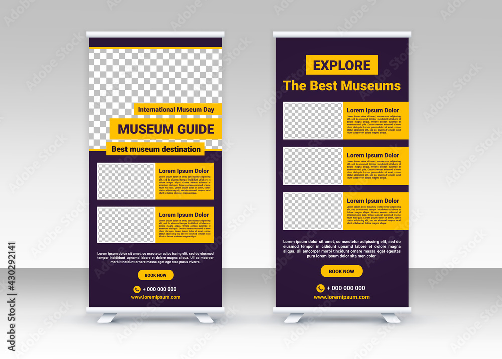 International Museum Day. Roll up banner. Standee banner design. Modern ...