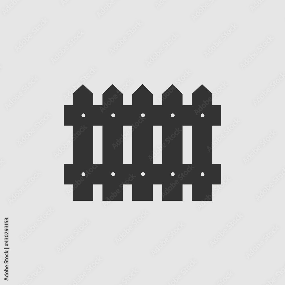 Vector Simple Isolated Picket Fence Icon Stock Vector | Adobe Stock
