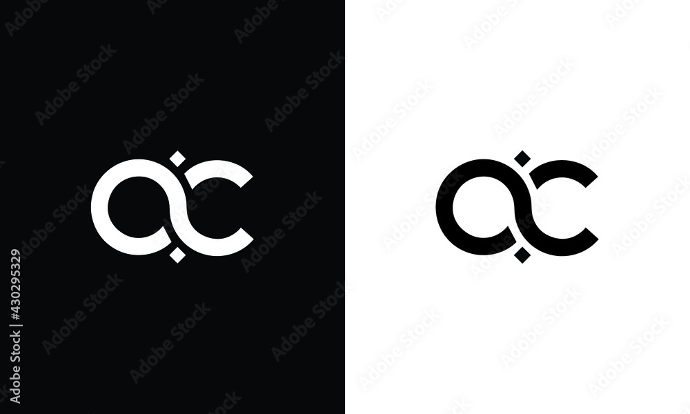 initial letter ac linked circle lowercase logo white and black ...