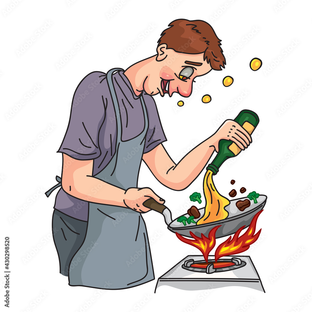 Cartoon Drunk Chef Cooking, illustration vector cartoon Stock Vector ...