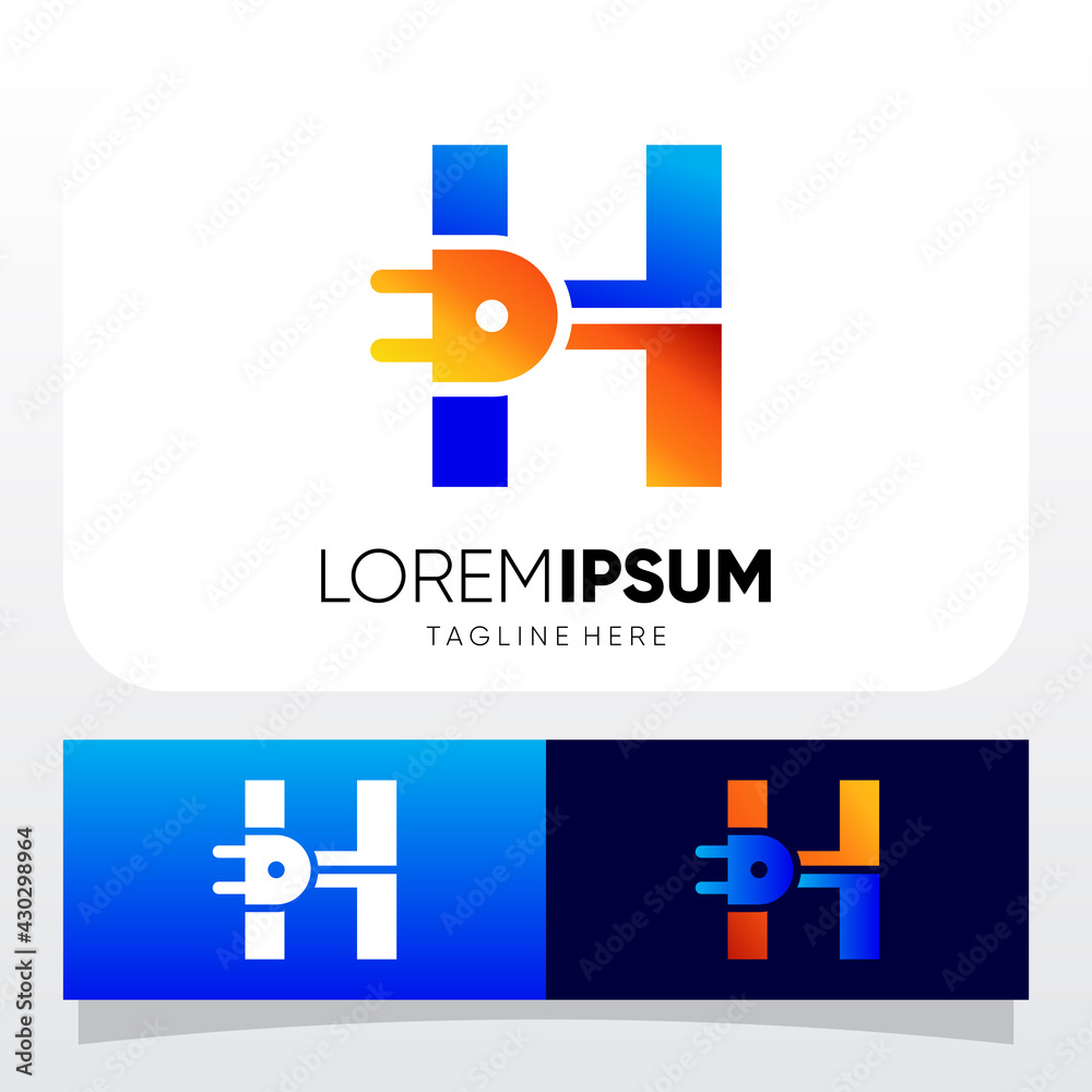 Letter H Power Jack Electric Logo Design Vector Graphic Stock Vector ...