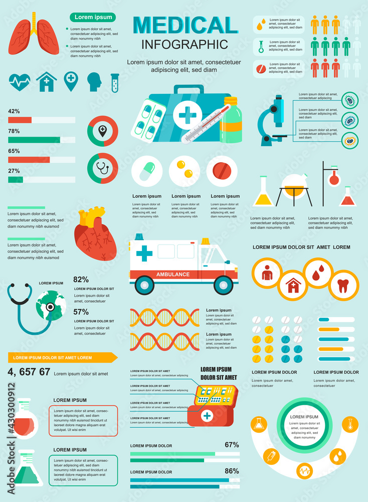 Medical banner with infographic elements. Healthcare, diagnostic ...