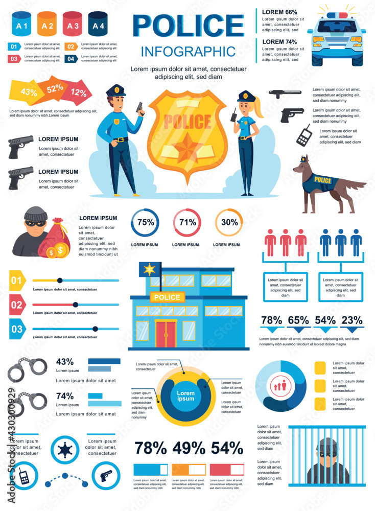 Police department banner with infographic elements. Poster template ...