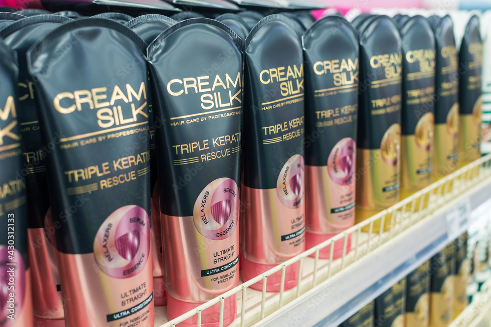 Manila, Philippines - July 2020: Cream Silk conditioner on display at ...