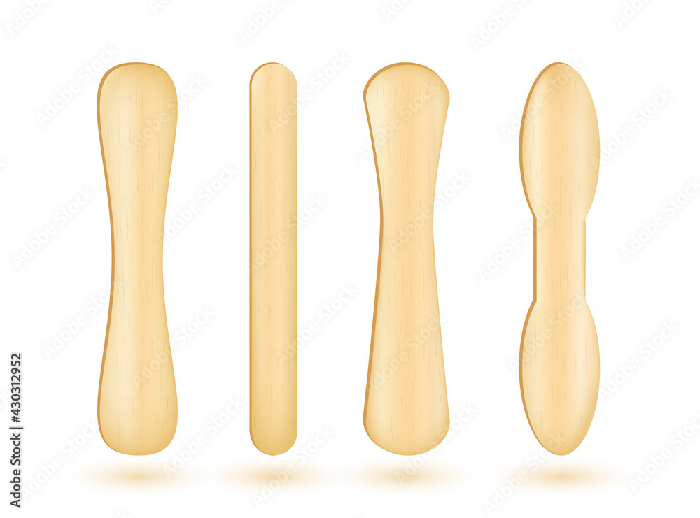 Popsicle sticks, .Ice cream wooden elements set. Ecological material ...