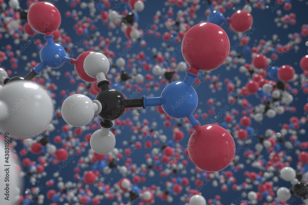 Nitromethane molecule, ball-and-stick molecular model. Chemical 3d ...