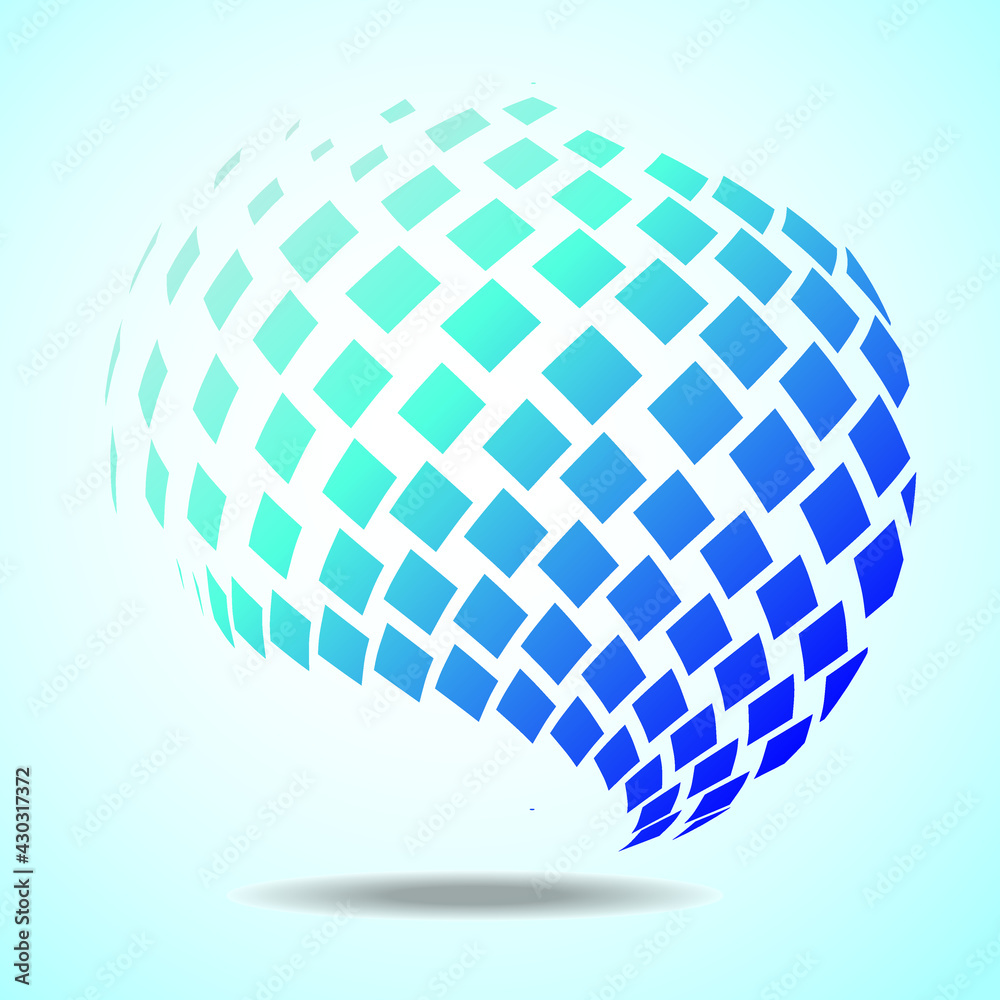 Globe Logo with 3D Geometric shape. Networking logo company, or global ...
