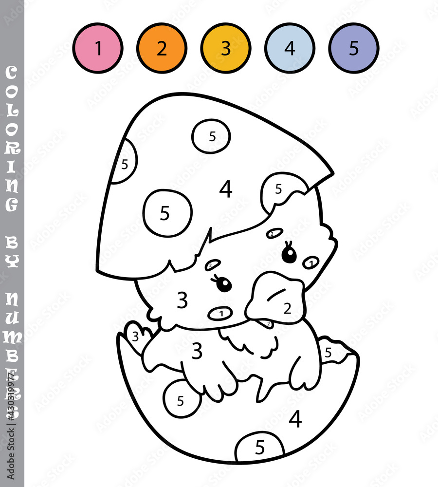 funny coloring by numbers coloring educational game. Vector ...