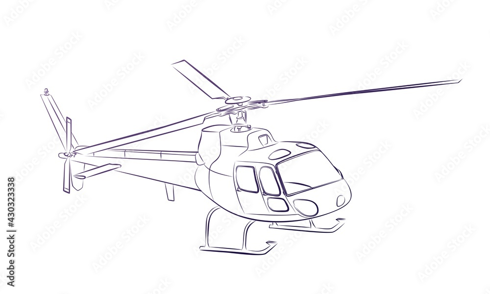 The sketch of a big helicopter. Stock Illustration | Adobe Stock