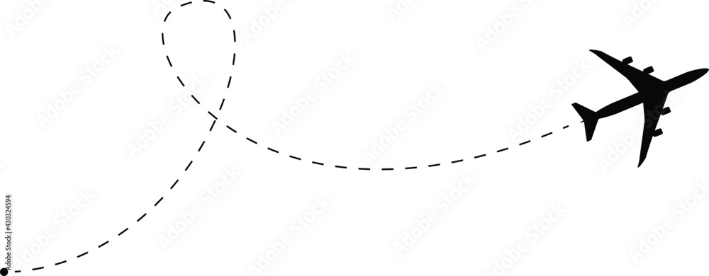 Airplane line path vector icon of air plane flight route Stock Vector ...