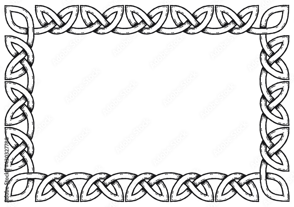 Simple Celtic knot frame, with shadows. Linear border made with Celtic ...