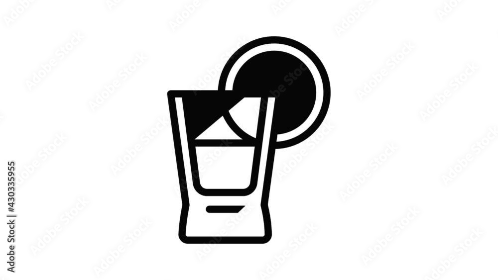 Tequila glass icon animation outline best object on white background ...