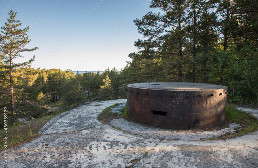 View to the coastal historic long range artillery observation tower ...