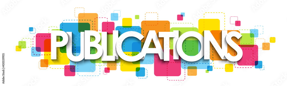 PUBLICATIONS colorful vector typography banner isolated on white ...