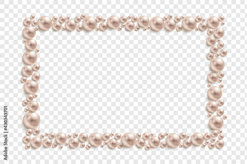 Pearl square frame. Banner template isolated on transparent background ...