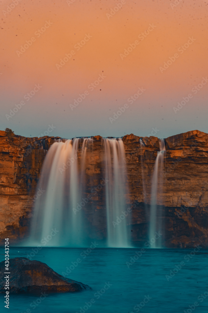 Breathtaking landscape of the Chitrakote Falls on the Indravati River ...
