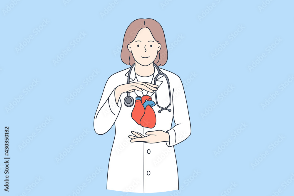 Doctor cardiologist and healthy heart concept. Smiling positive young ...