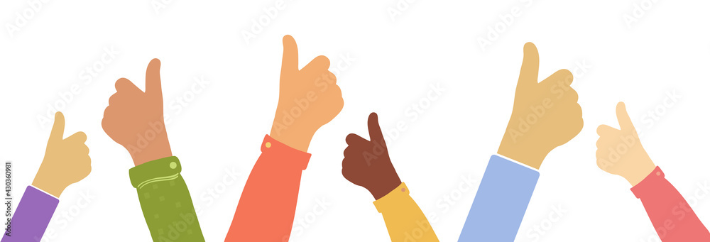 Like hands colorful silhouette banner vector illustration. Thumb up ...