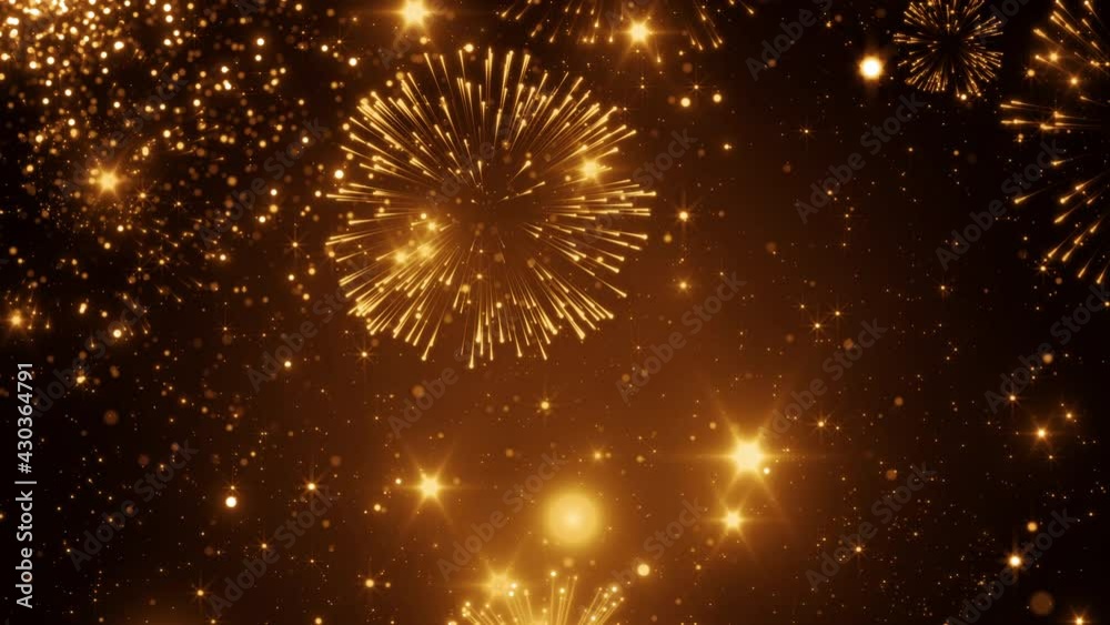 golden fireworks explosion background loop 素材庫影片 | Adobe Stock