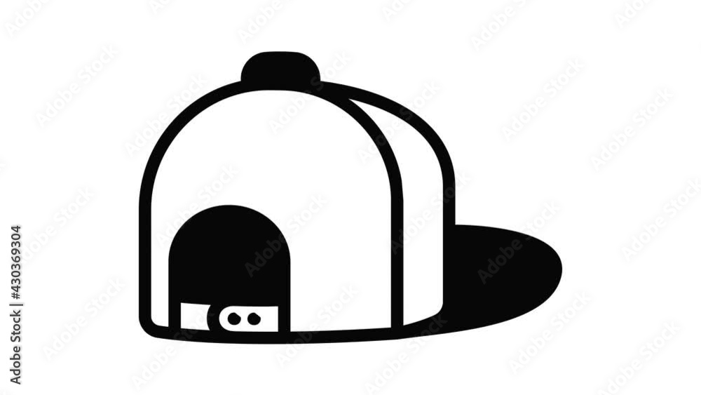 Rapper baseball cap icon animation outline best object on white ...