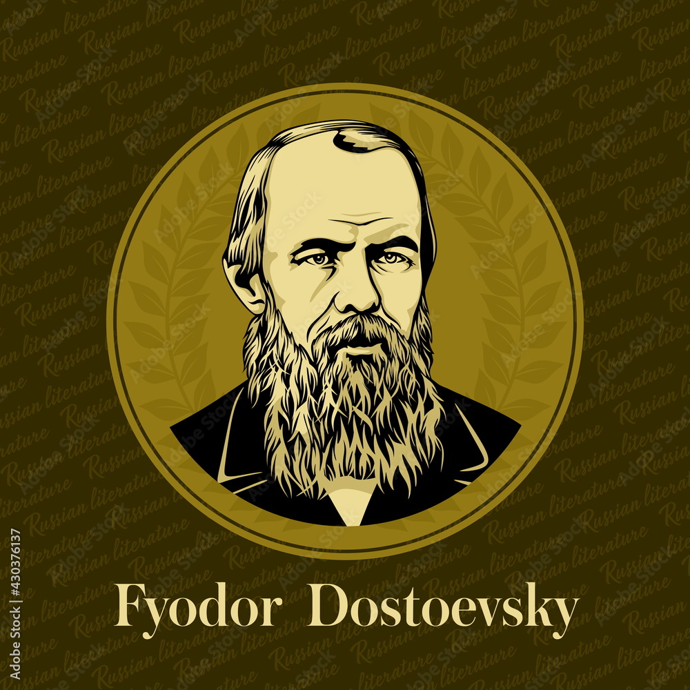 Vector portrait of a Russian writer. Fyodor Mikhailovich Dostoevsky ...
