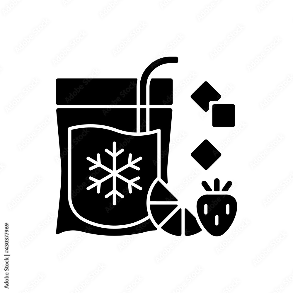 Slushy drinks to go black glyph icon. Frozen carbonated beverage ...