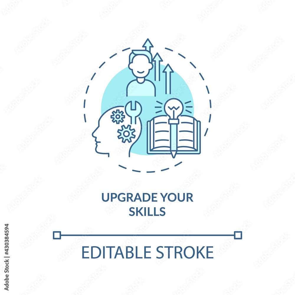 Upgrade your skills concept icon. Develop new skills idea thin line ...