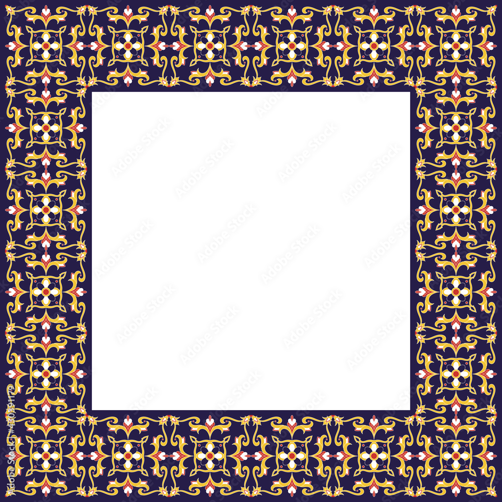 Tile frame vector. Border ceramic pattern. Baroque majolica ornament ...