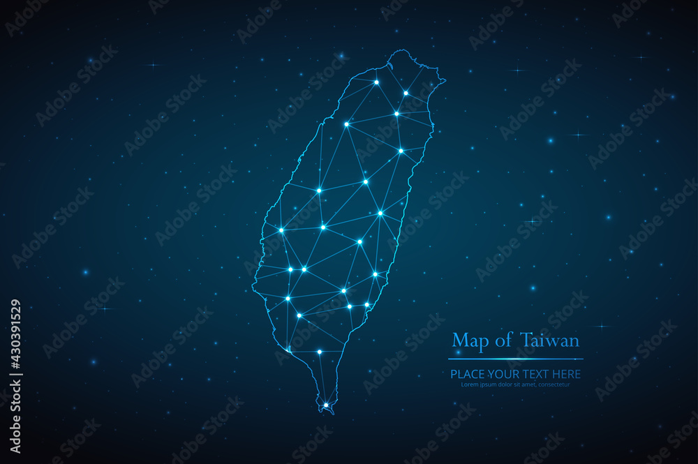 Abstract map of Taiwan geometric mesh polygonal network line, structure ...