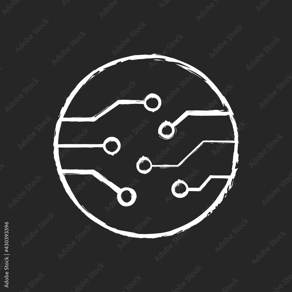 Circuit board connectors chalk white icon on black background ...