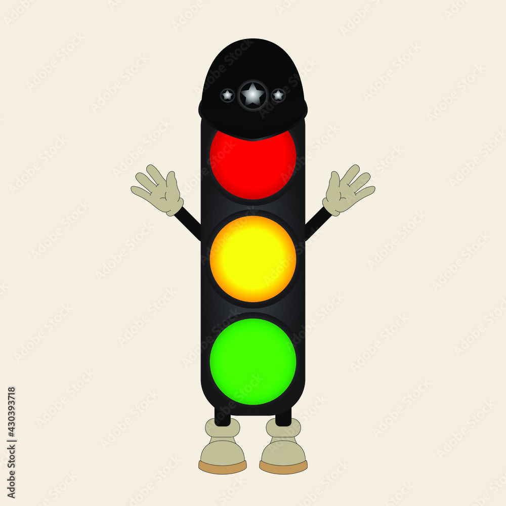 vector illustration of a cool cartoon traffic light Stock Vector ...