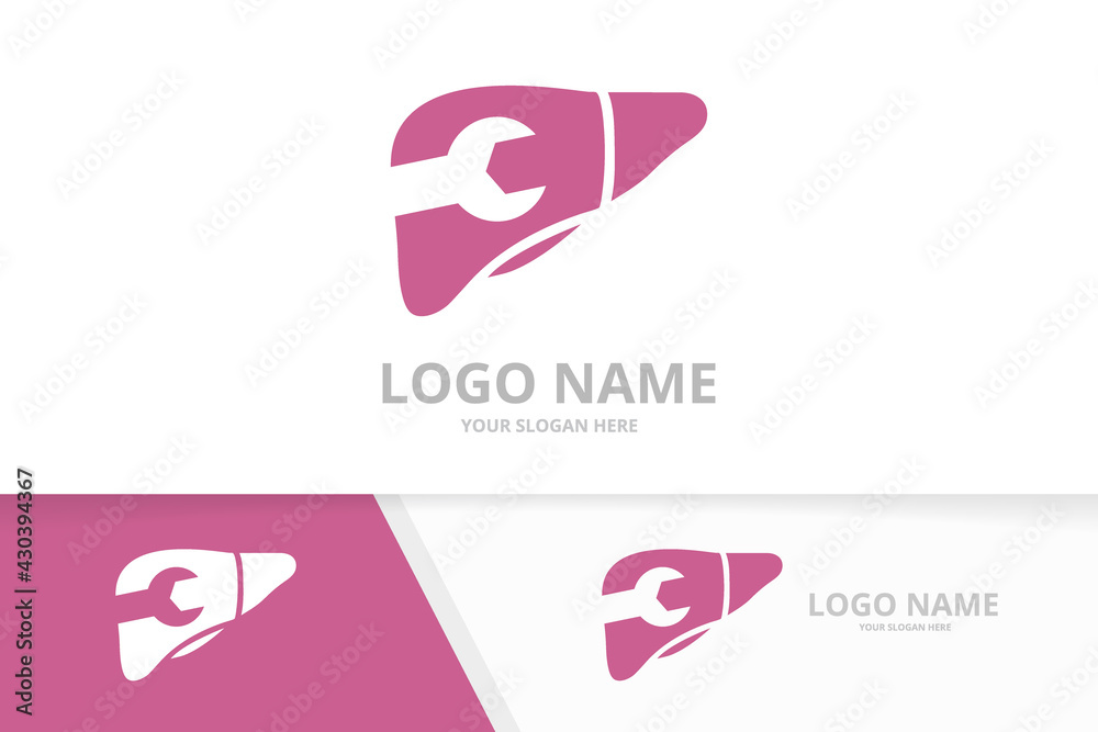 Vector liver and repair logo combination. Unique internal organ ...