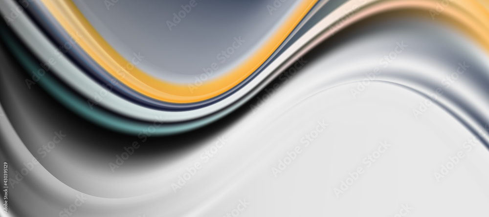 Abstract liquid background design, grey and yellow paint color flow ...