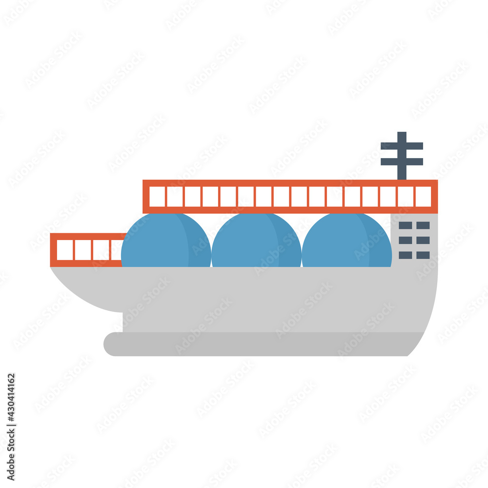 LNG carrier vector icon. Tanker ship with cryogenic tank, vessel. For ...