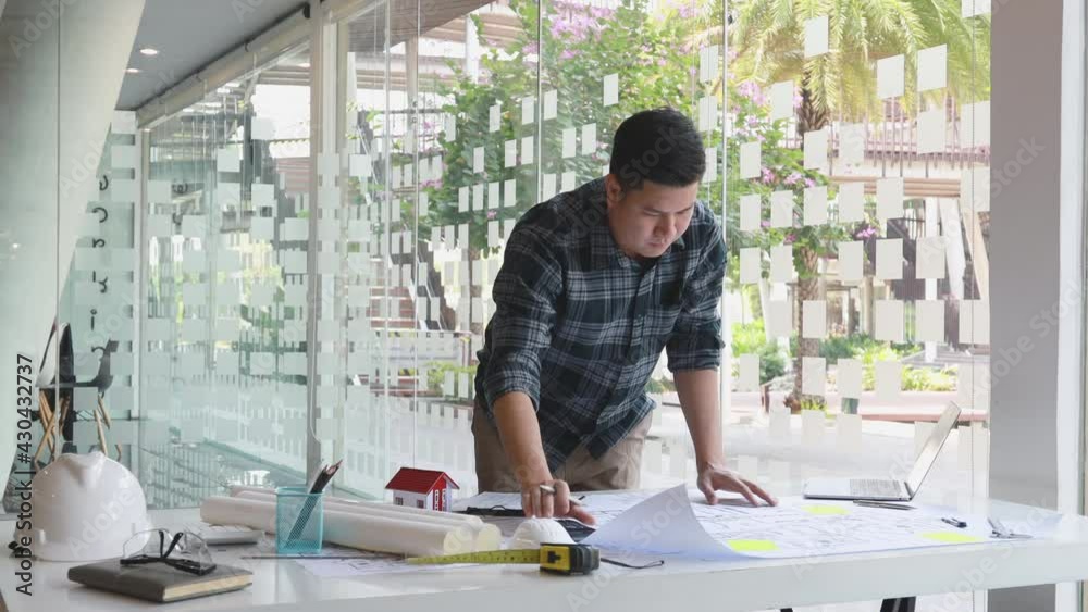 Architectural building design and construction plans with blueprints ...