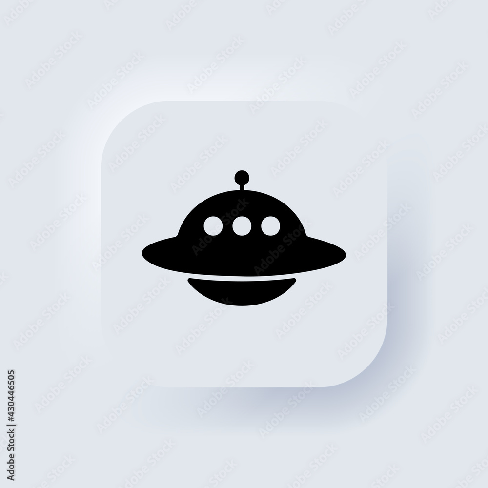 UFO icon. Alien concept. Neumorphic UI UX white user interface web ...