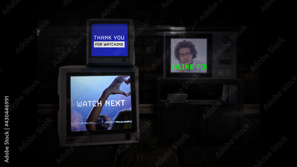 Grungey Retro TV End Screen Stock Template | Adobe Stock