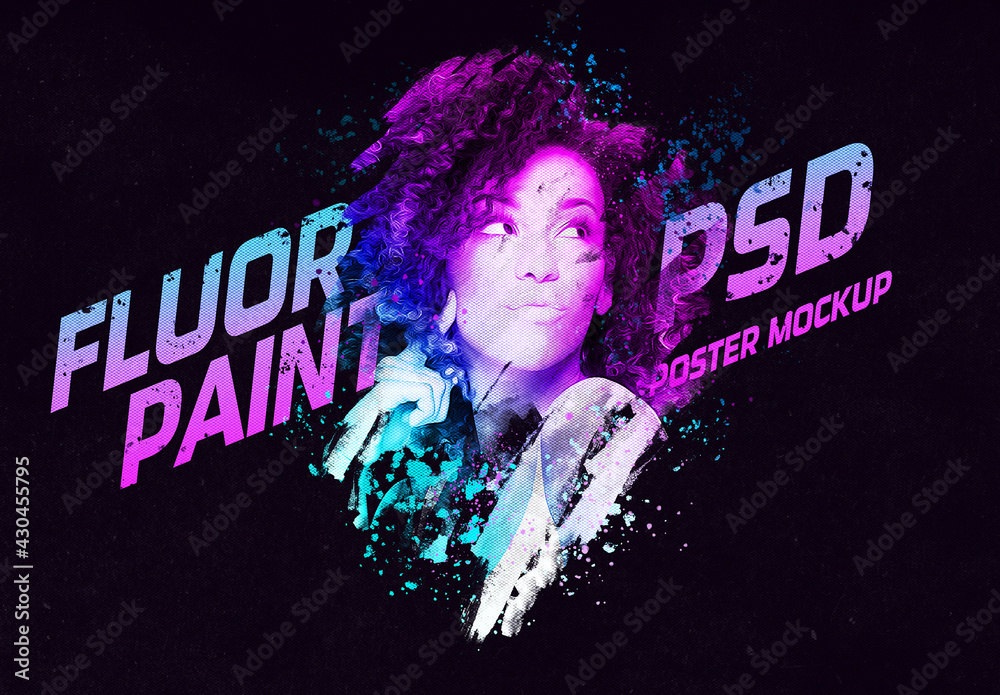 Fluor paint portait effect Stock Template | Adobe Stock