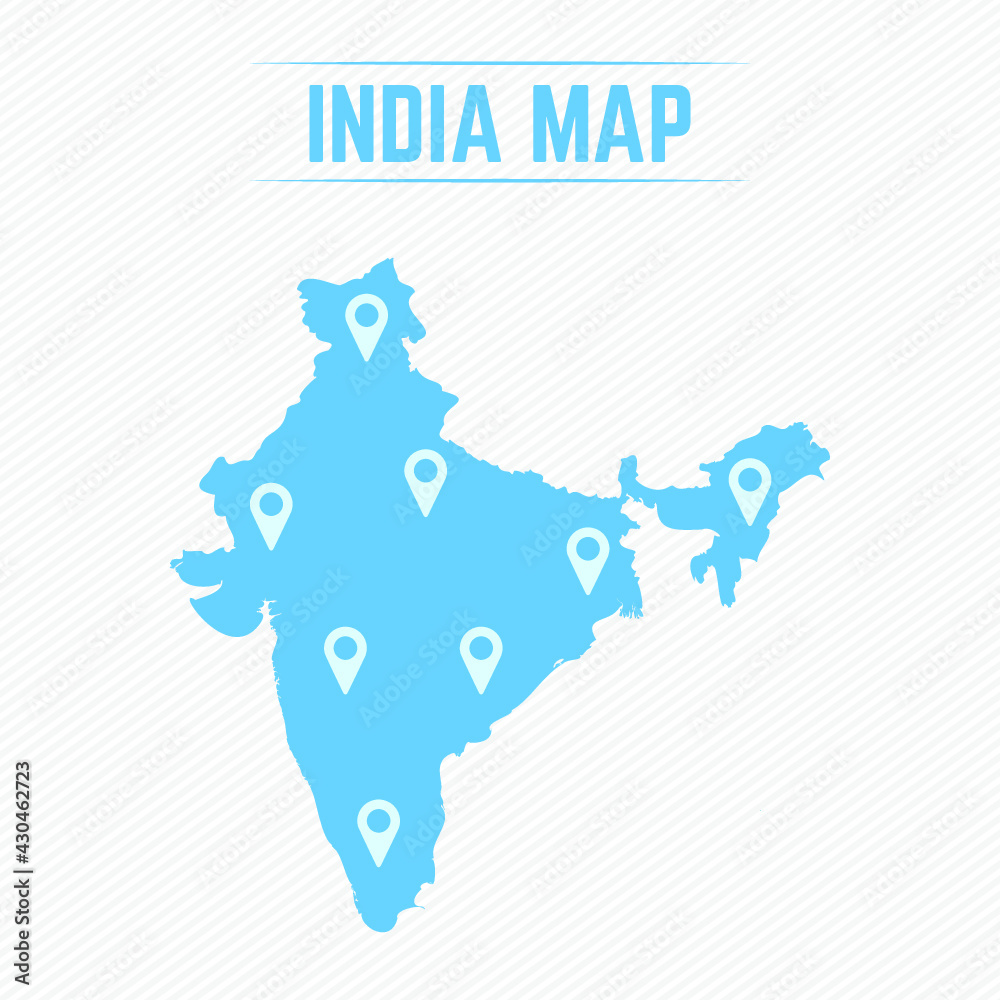 India Simple Map With Map Icons Stock Vector | Adobe Stock