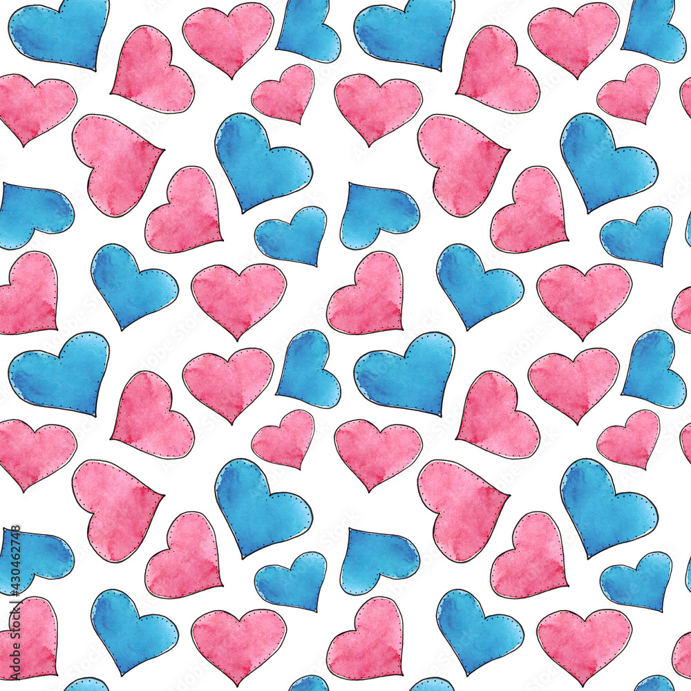 Watercolor hand drawn sketch illustration seamless pattern background ...