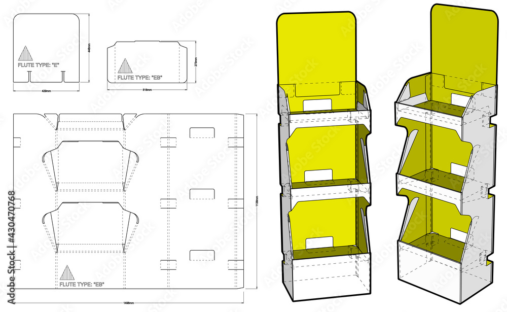 Box for Display Stand and Die-cut Pattern. Stock Vector | Adobe Stock