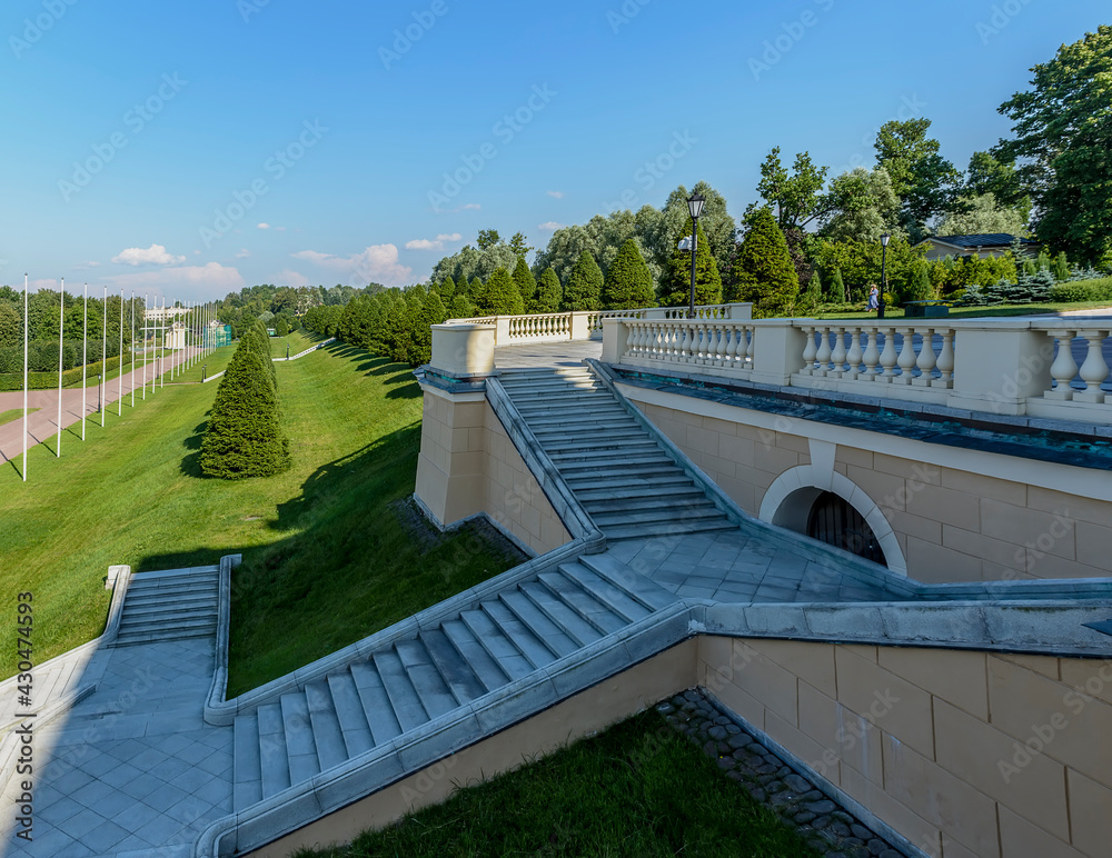 Balustrade of the Konstantinovsky Palace and the alley of the lower ...