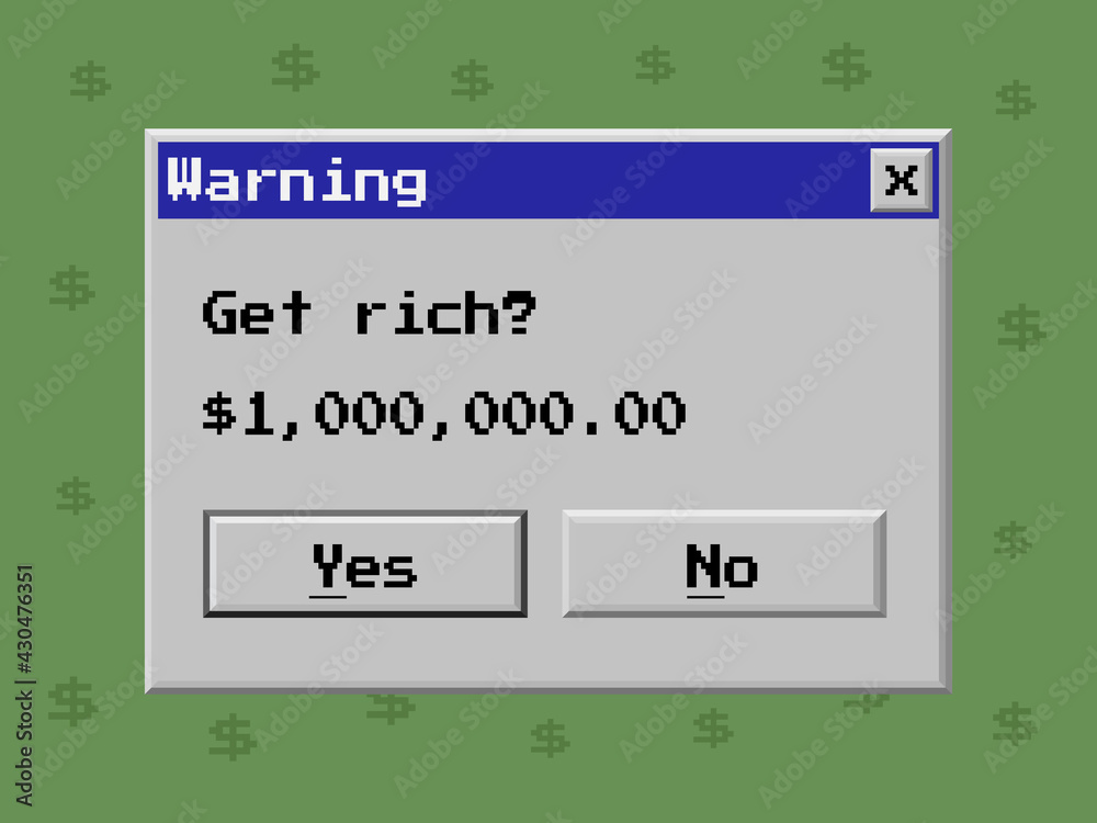 Warning window with message about winning prize vector flat ...