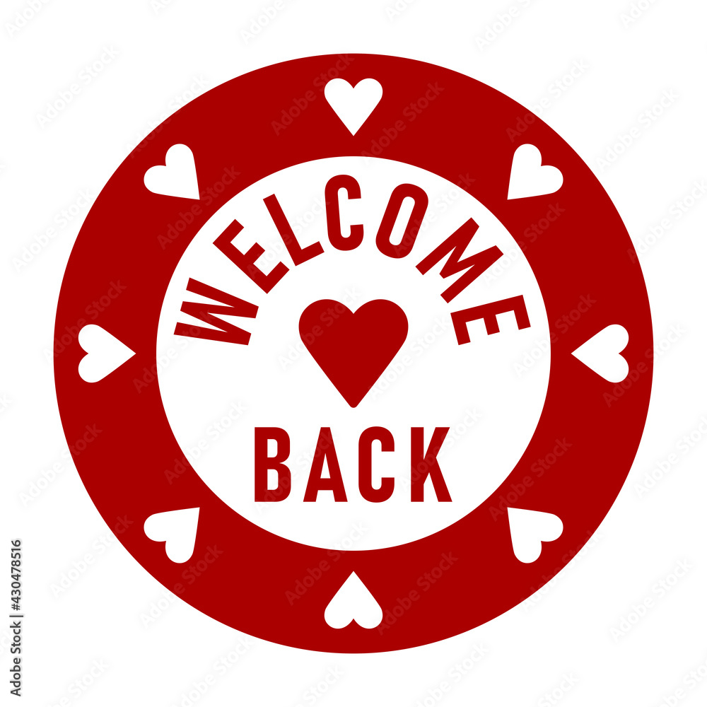 Welcome Back Red and White Round Circle Badge or Sticker Icon with ...