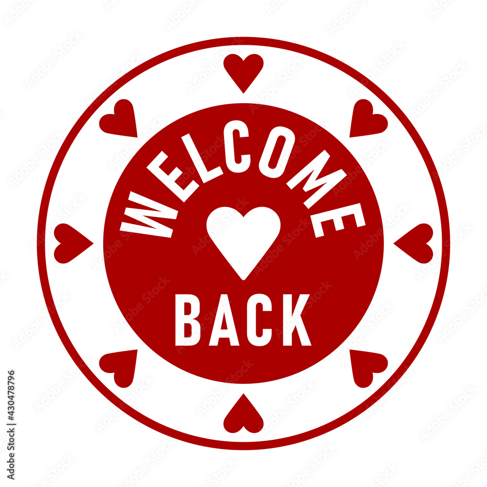 Welcome Back Red and White Round Circle Badge or Sticker Icon with ...