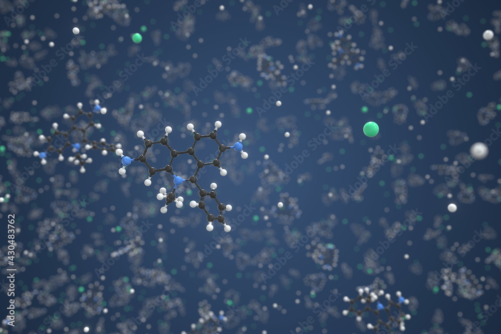 Ethidium bromide molecule, ball-and-stick molecular model. Chemical 3d ...
