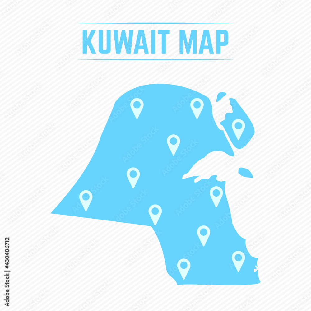 Kuwait Simple Map With Map Icons Stock Vector | Adobe Stock
